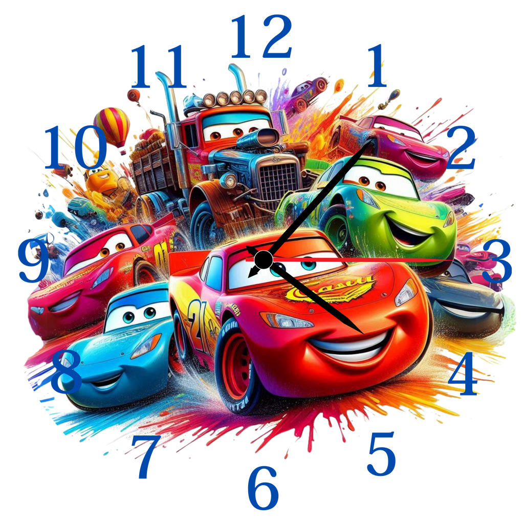 Cars 30cm Clock Transfer – Hustle Print Studio